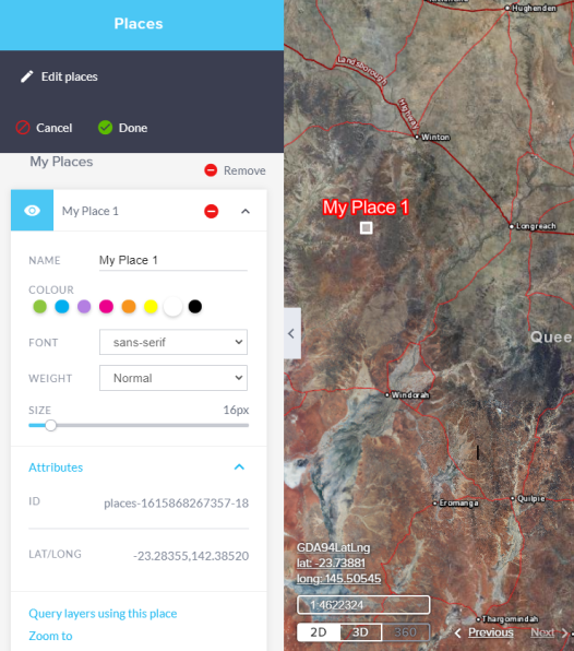 Drawing tools and edit places - GeoResGlobe